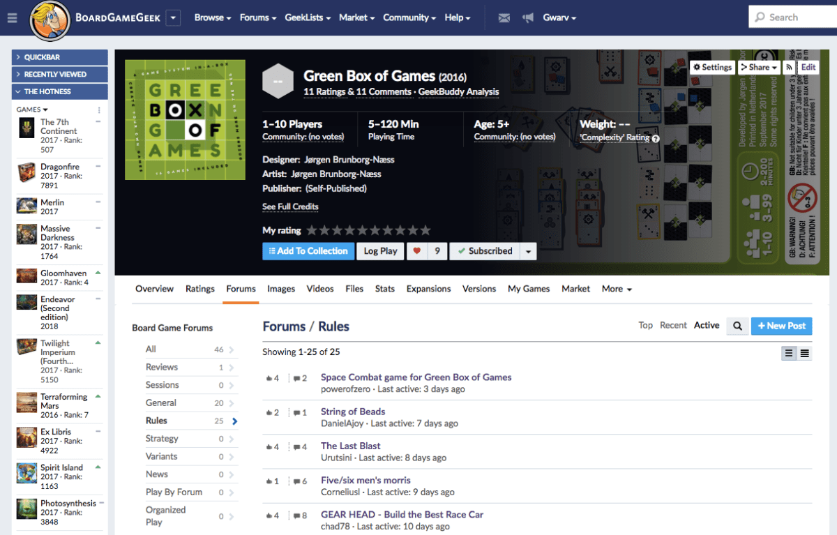 Kickstarter Community games roundup – Green Box of Games