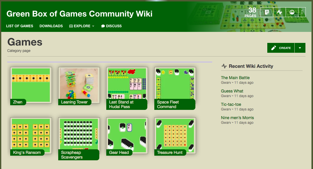 All the games in the Community Wiki – Green Box of Games